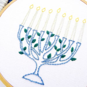 Menorah Hand Embroidery Pattern PDF, Hanukkah Gift & DIY Menorah Design ...