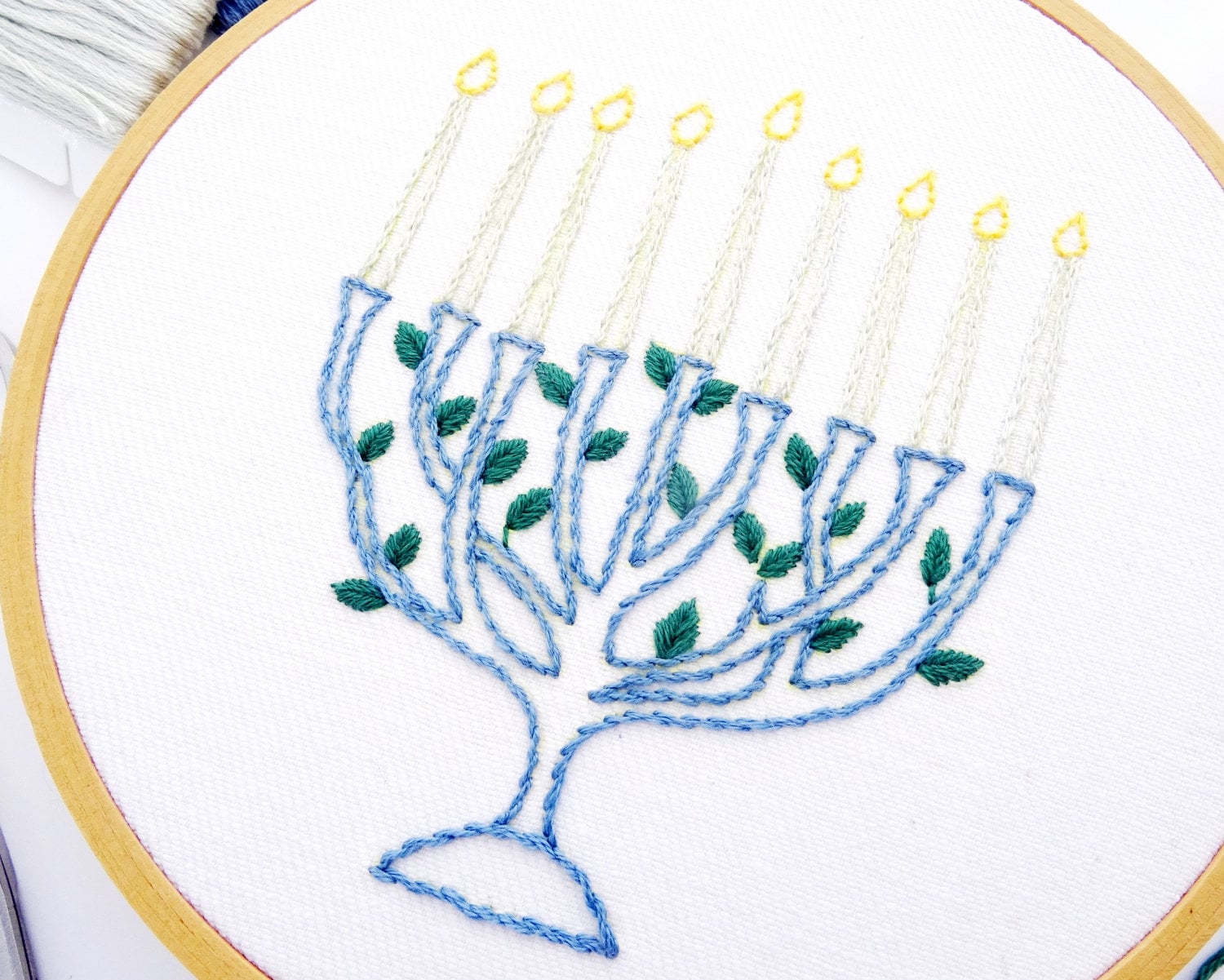 Menorah Hand Embroidery Pattern PDF Hanukkah Gift & DIY - Etsy