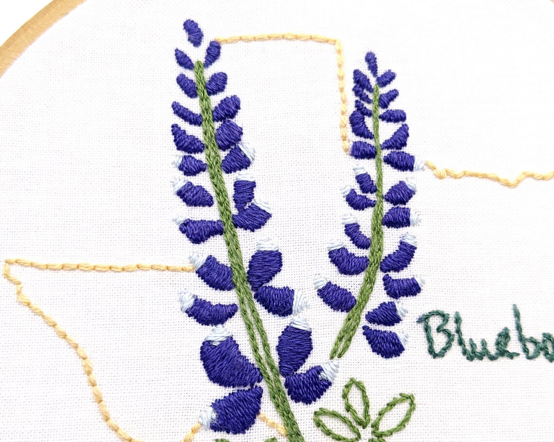Texas Bluebonnet Hand Embroidery Pattern PDF Download, State Floral DIY ...