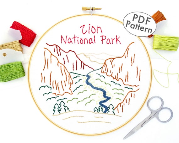 Zion National Park Hand Embroidery Pattern: PDF Digital | Etsy