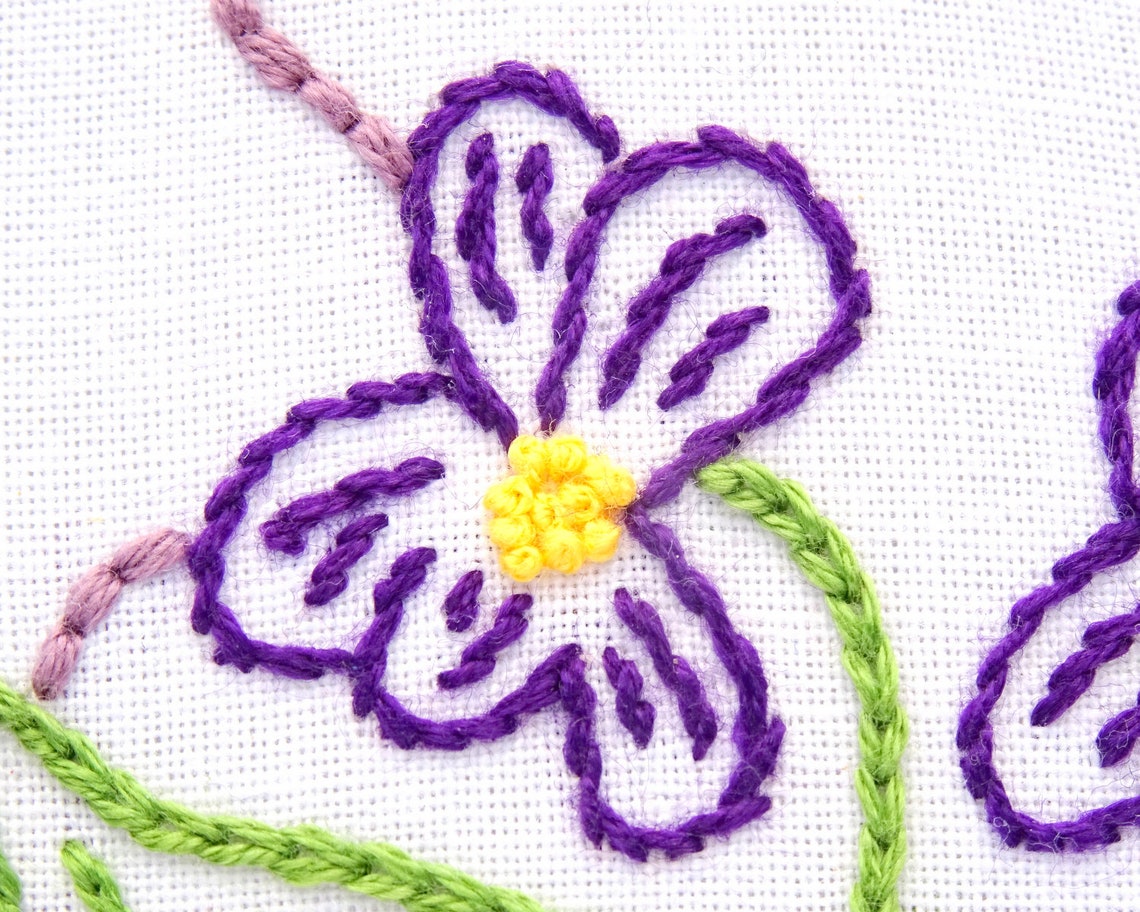 Illinois Violet Hand Embroidery Pattern PDF Download State - Etsy
