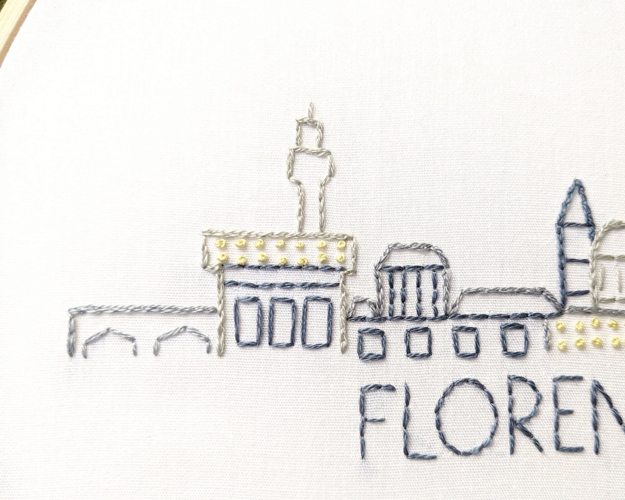 Florence Hand Embroidery Pattern PDF, Italy City Skyline Design, DIY ...