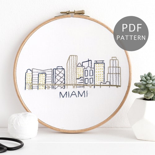 New York City Skyline Hand Embroidery Pattern Urban Design - Etsy