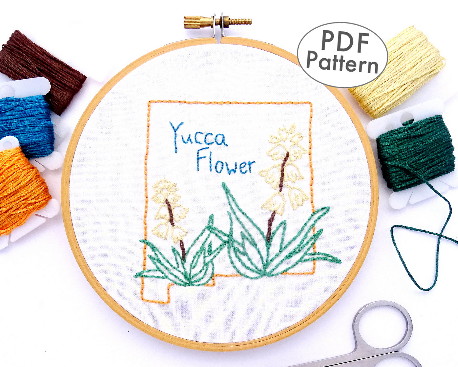 New Mexico State Flower Hand Embroidery Pattern PDF, Yucca Design - Etsy
