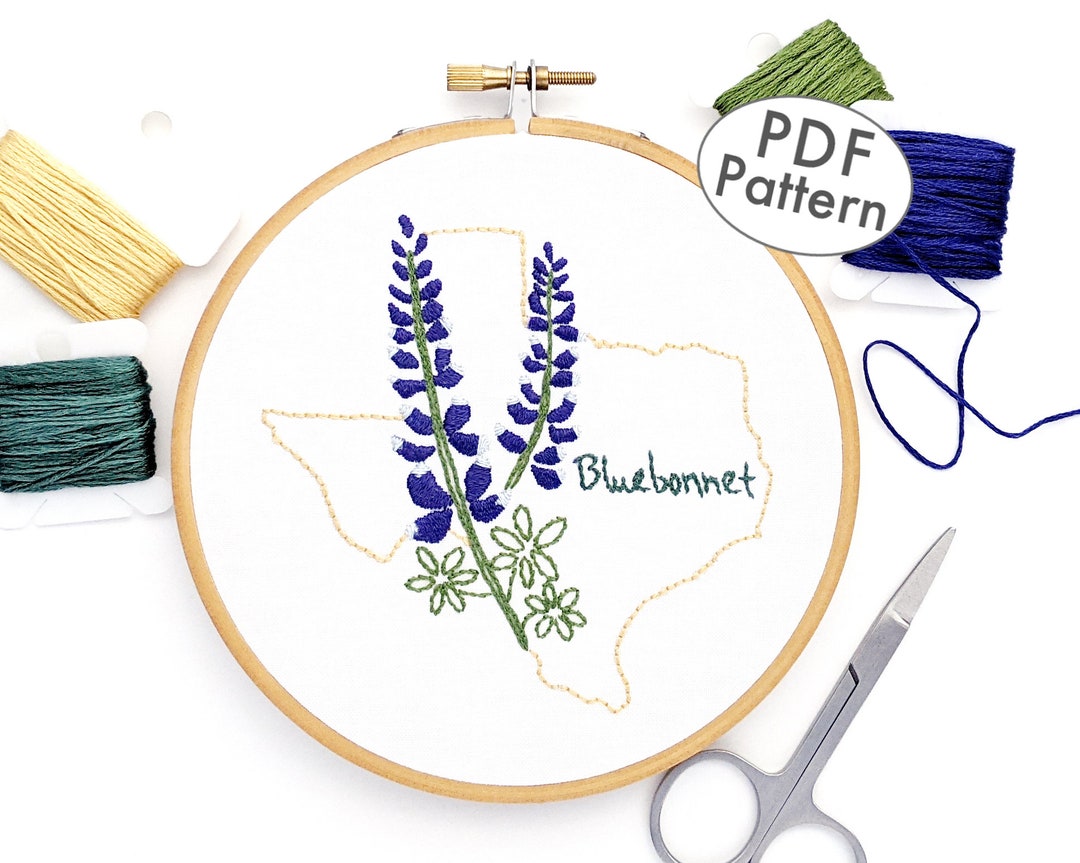 Texas Bluebonnet Hand Embroidery Pattern PDF Download, State Floral DIY ...