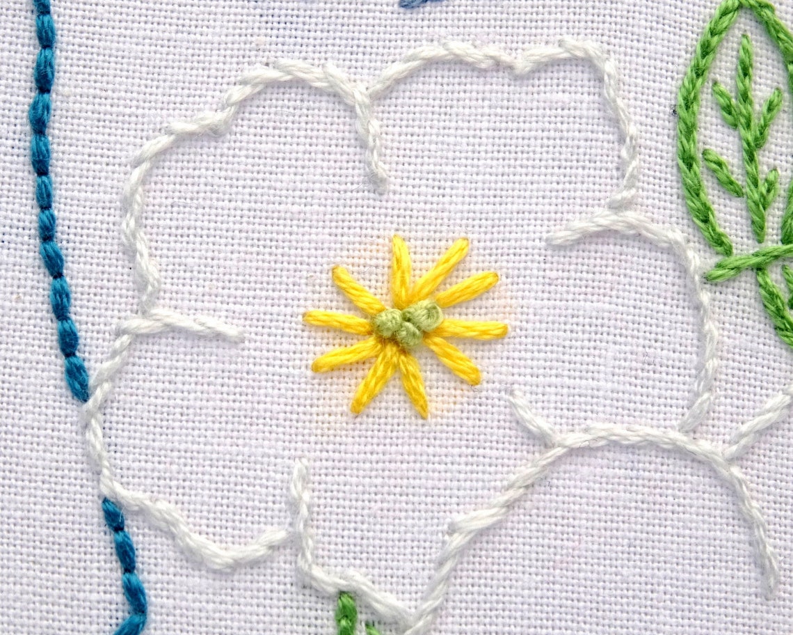 Georgia Flower Hand Embroidery Pattern, Cherokee Rose Design PDF ...