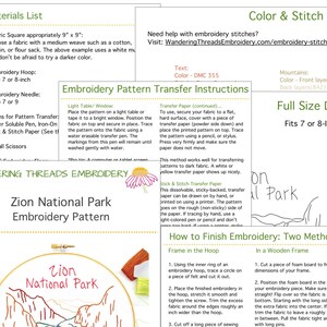 Zion National Park Hand Embroidery Pattern PDF Digital Download, Utah ...