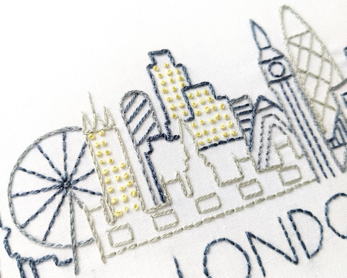 London Skyline Hand Embroidery Pattern England City Skyline - Etsy