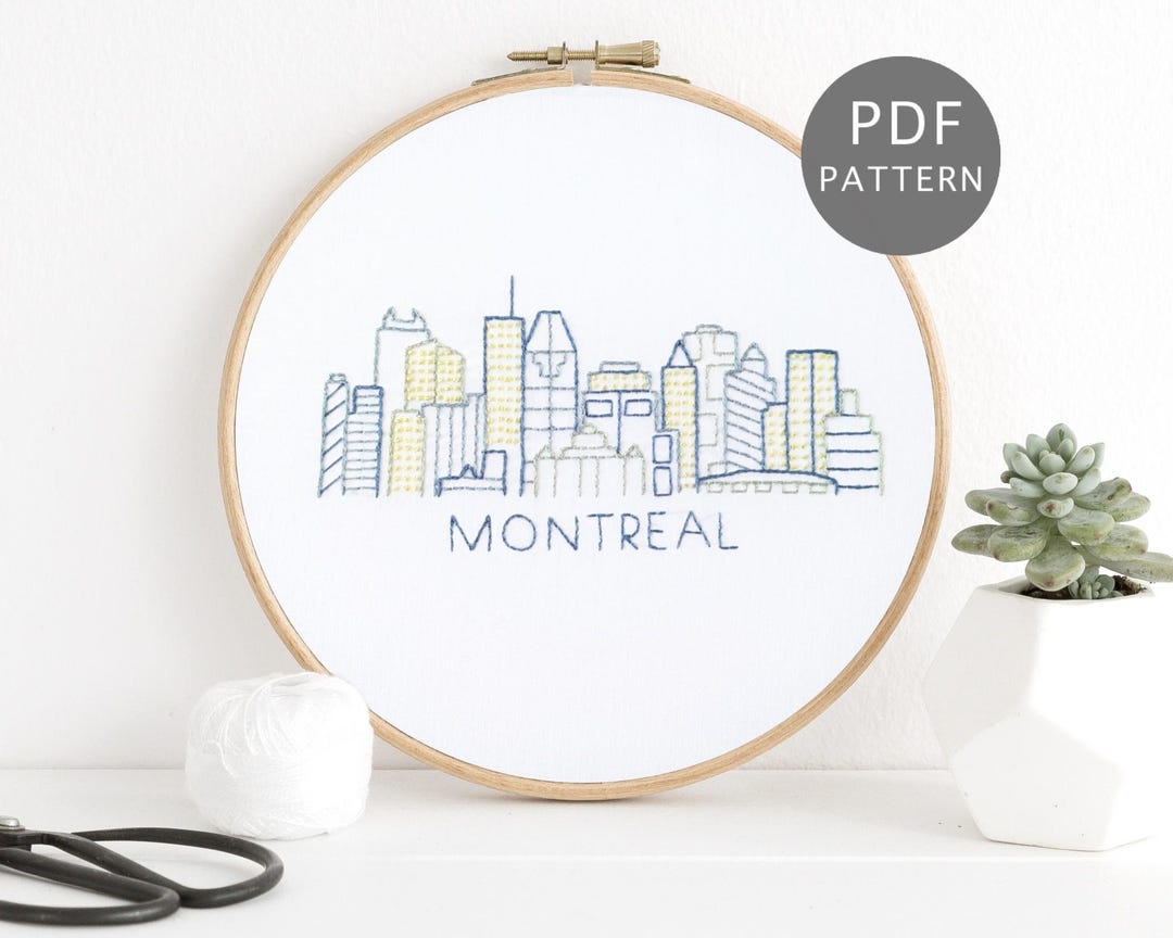 Montreal City Skyline Embroidery Pattern: Geometric Canada Design (PDF ...
