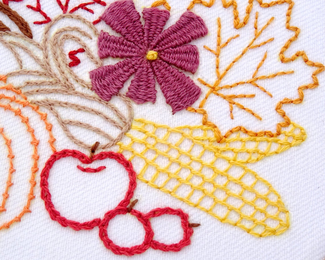 Cornucopia Hand Embroidery Pattern Autumn PDF Download DIY - Etsy