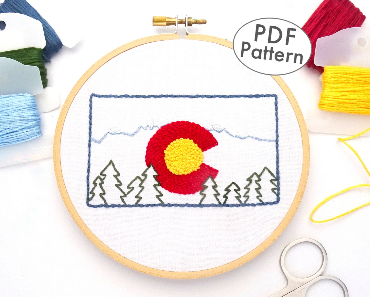Colorado Flag Hand Embroidery Pattern: DIY Embroidery Download | Etsy