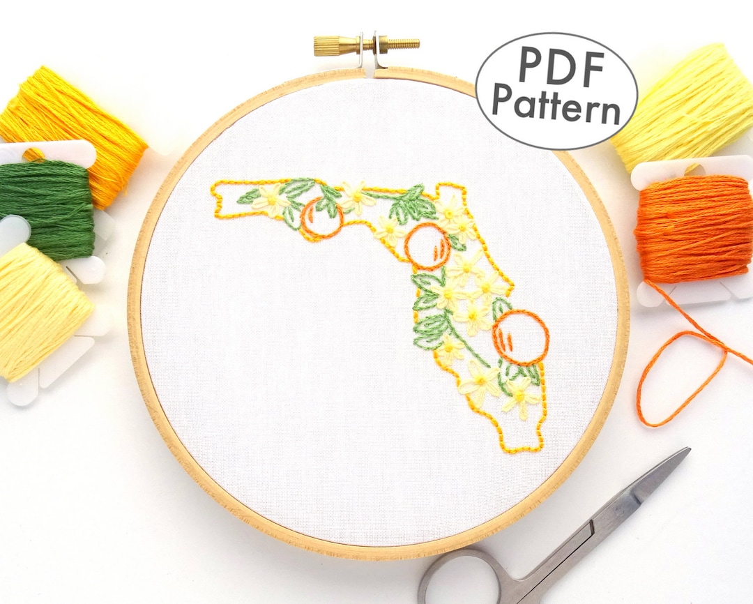 Orange Blossom Hand Embroidery Pattern PDF Download, Florida State ...