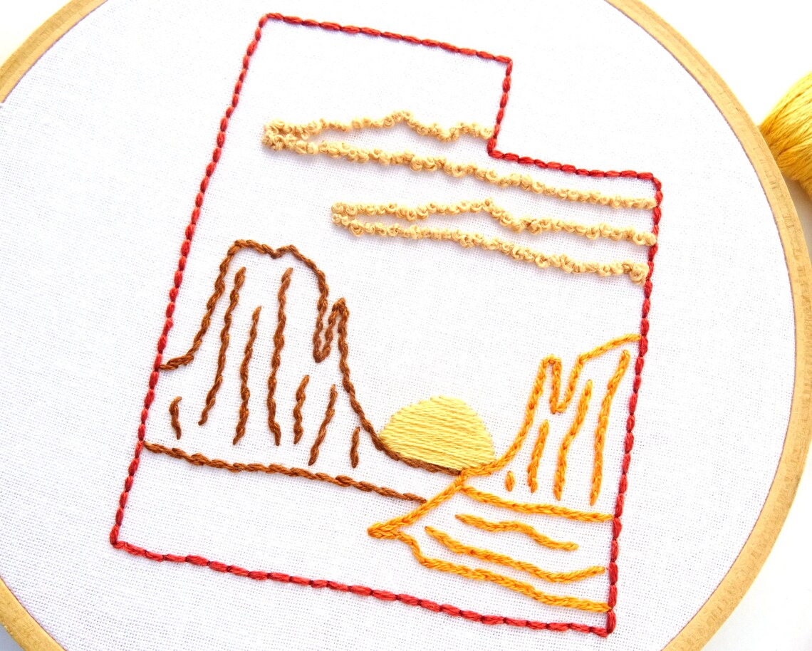 Utah Desert Hand Embroidery Pattern PDF Southwest Simple | Etsy