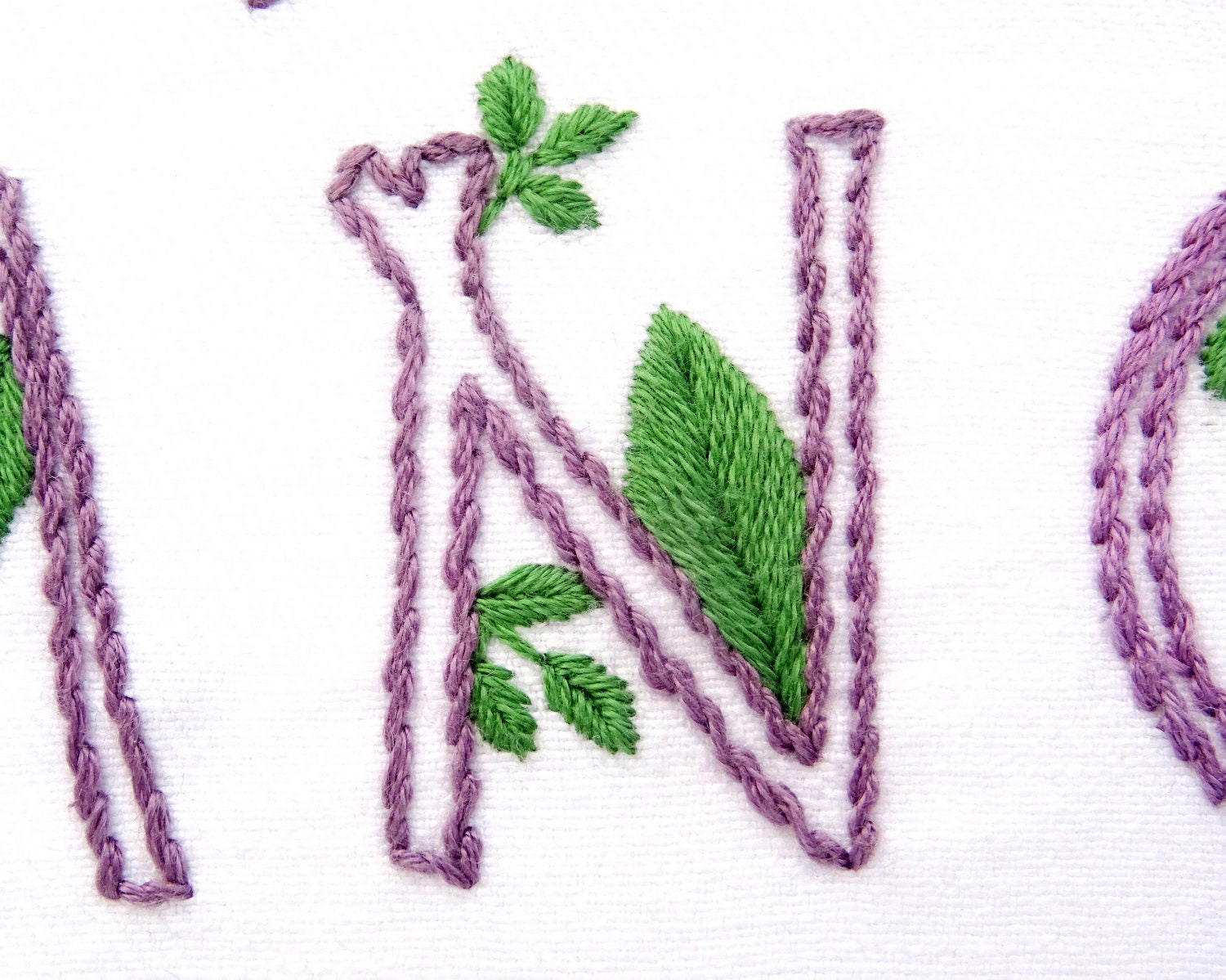 Alphabet Hand Embroidery Pattern PDF Download, DIY Leaf Monogram Design ...