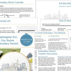 Washington D.C Hand Embroidery Pattern City Skyline PDF | Etsy