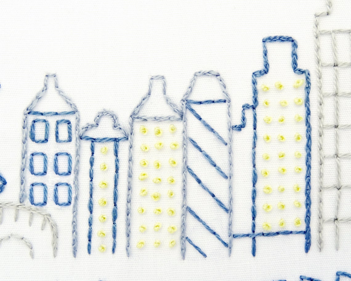 Amsterdam Skyline Hand Embroidery Pattern City Skyline | Etsy