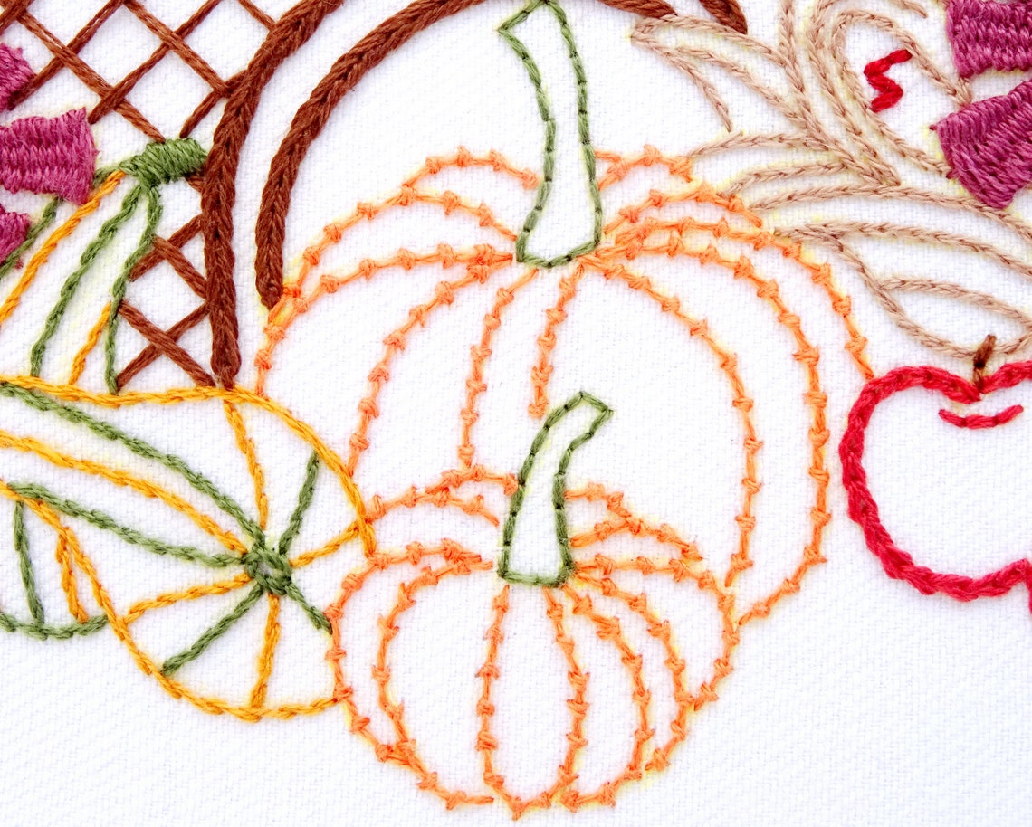 Cornucopia Hand Embroidery Pattern Autumn PDF Download DIY - Etsy