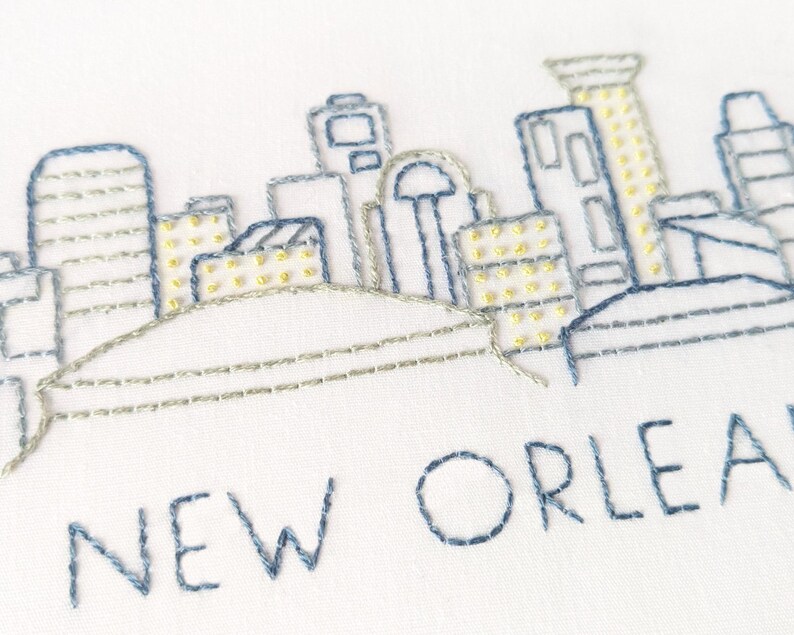 New Orleans City Skyline Hand Embroidery Pattern, Urban Digital ...