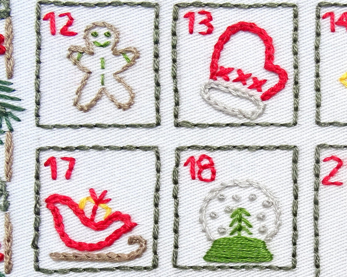 Advent Calendar Hand Embroidery Pattern Stitch-a-day DIY | Etsy