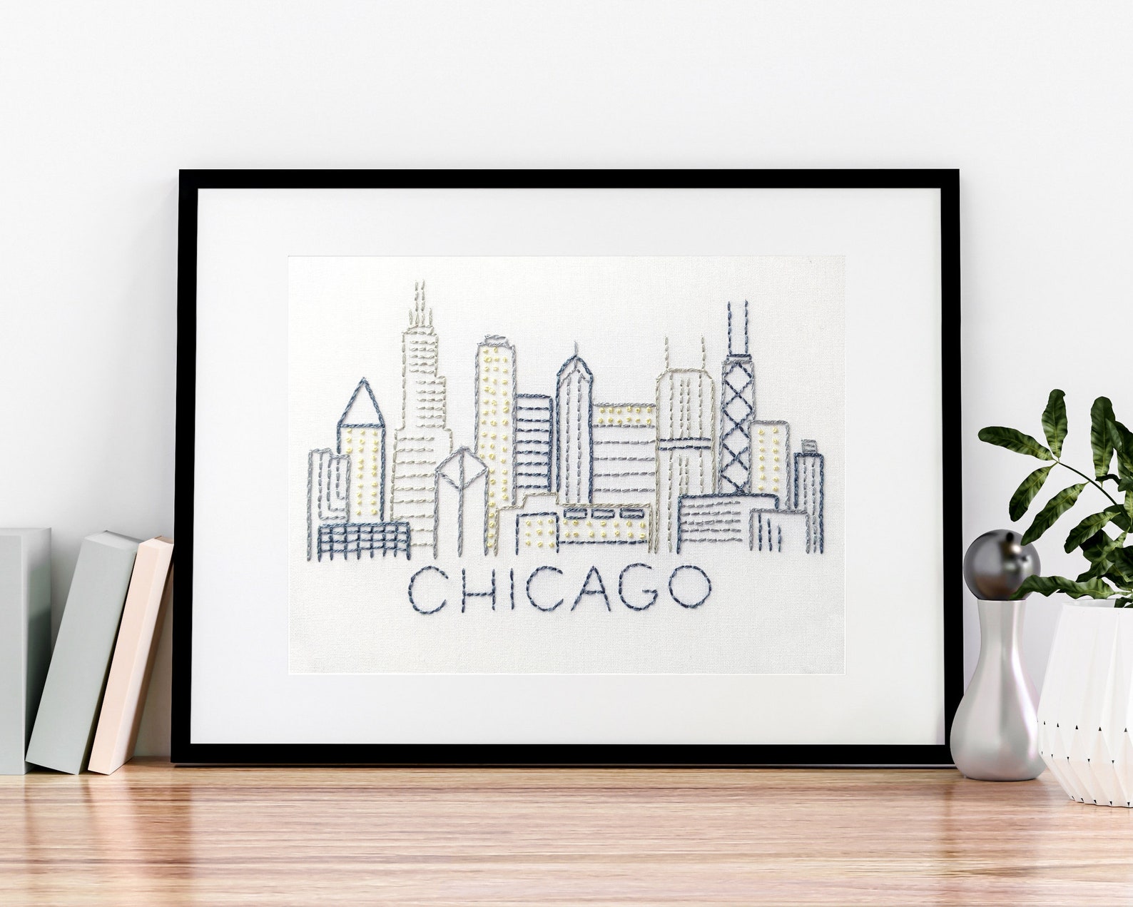 Chicago Hand Embroidery Pattern, Illinois City Skyline Design, PDF ...