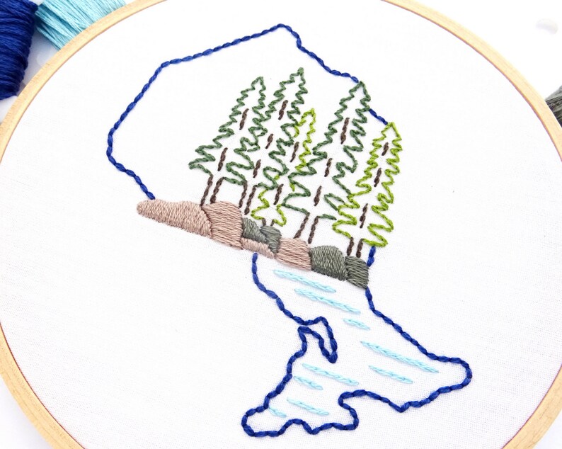 Ontario Canada Hand Embroidery Pattern Forest & Lake Digital | Etsy