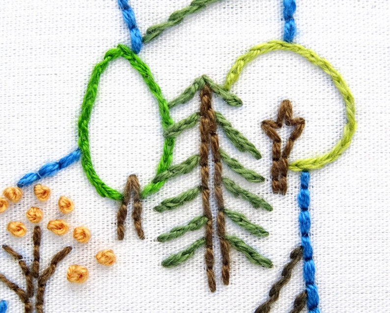 New Hampshire Hand Embroidery Pattern PDF Scenic Roadway - Etsy