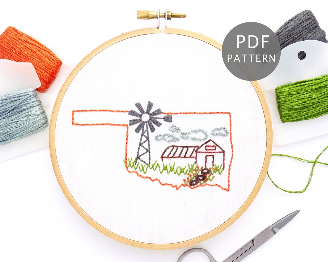Oklahoma Farm Hand Embroidery Pattern PDF Download, Windmill Design - Etsy