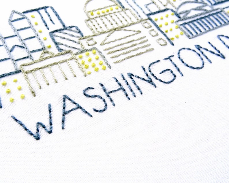 Washington DC Hand Embroidery Pattern City Skyline Embroidery | Etsy