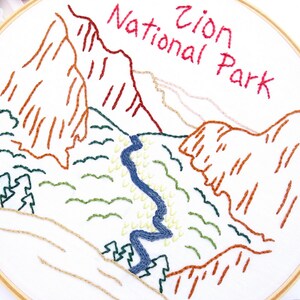 Zion National Park Hand Embroidery Pattern PDF Digital Download, Utah ...