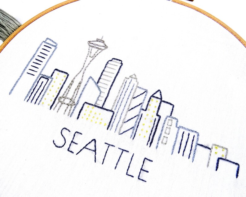 Seattle Skyline Hand Embroidery Pattern City Embroidery PDF | Etsy