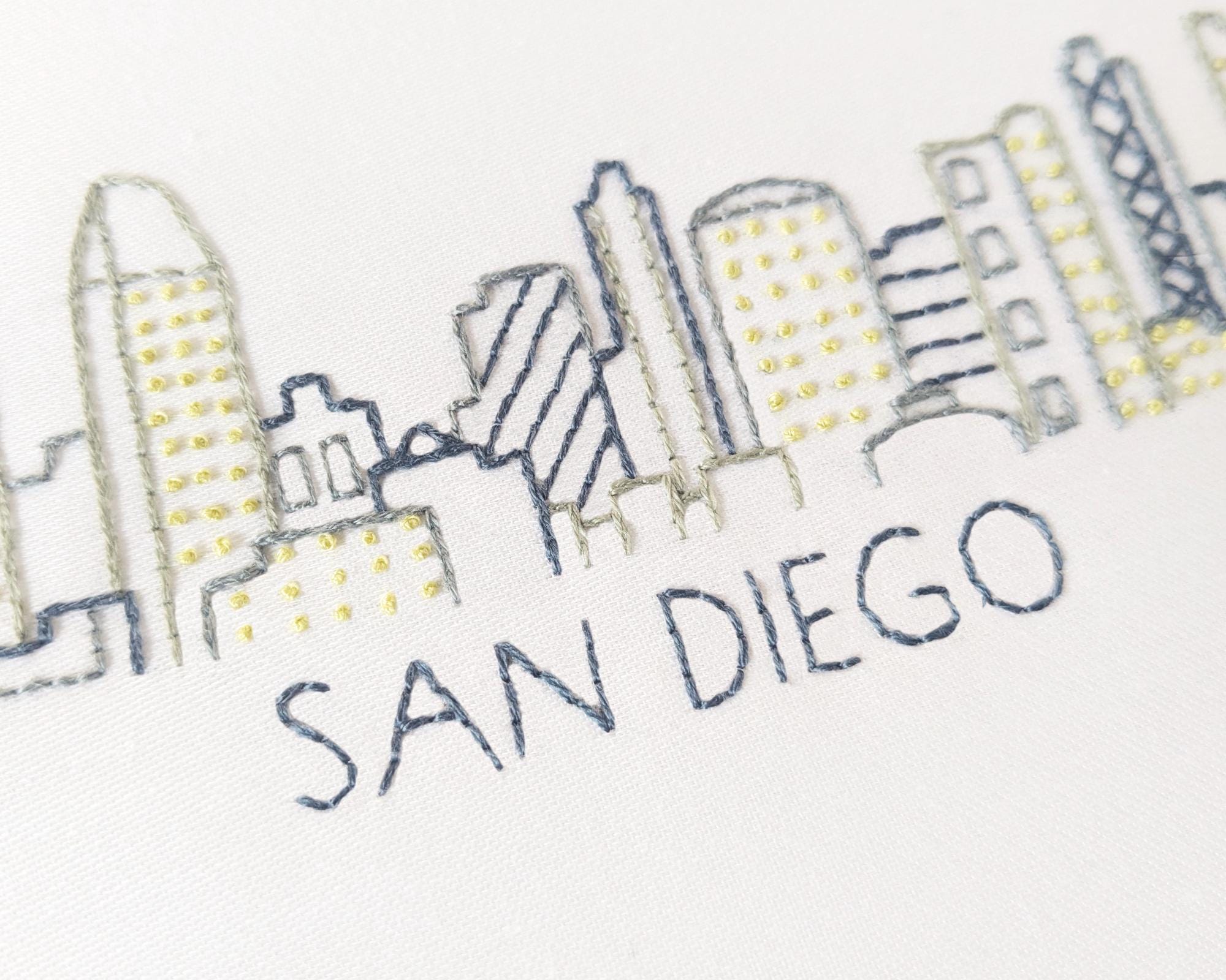 San Diego Skyline Hand Embroidery Pattern, California Modern City ...