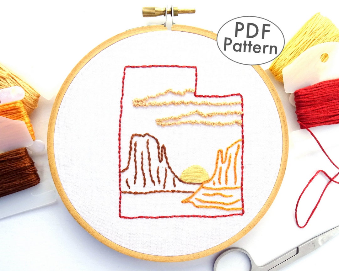 Utah Desert Hand Embroidery Pattern PDF, Southwest Simple Design - Etsy