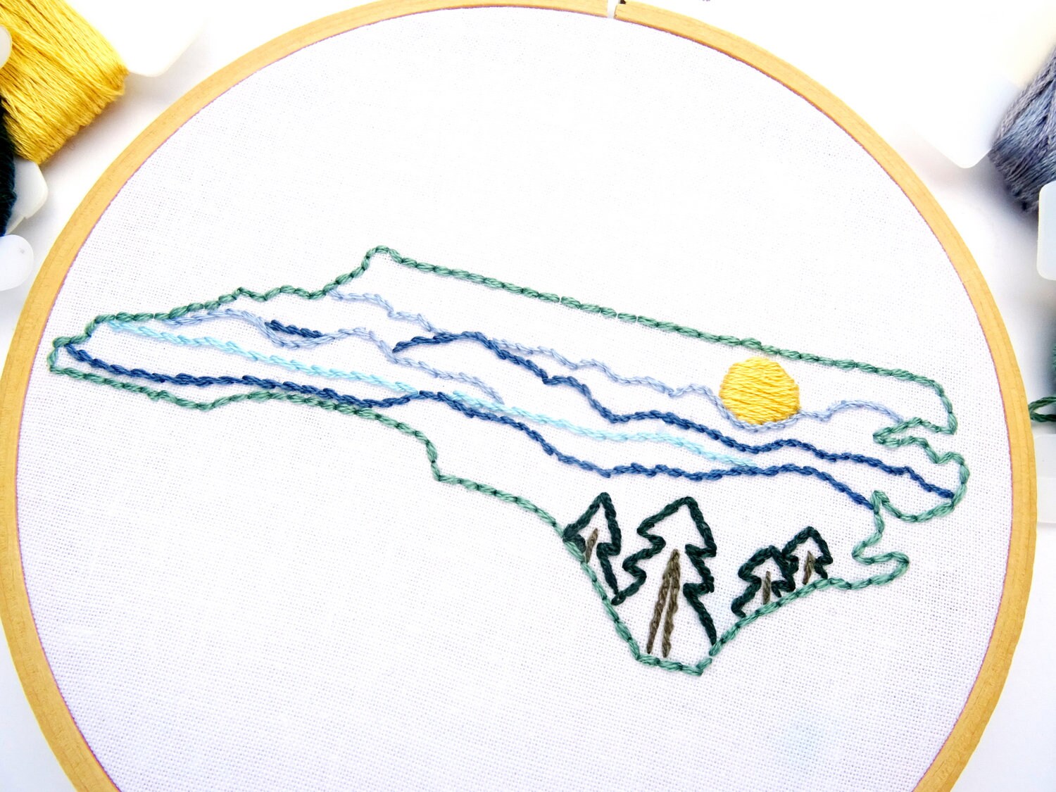 North Carolina Hand Embroidery Pattern PDF: Smoky Mountains | Etsy