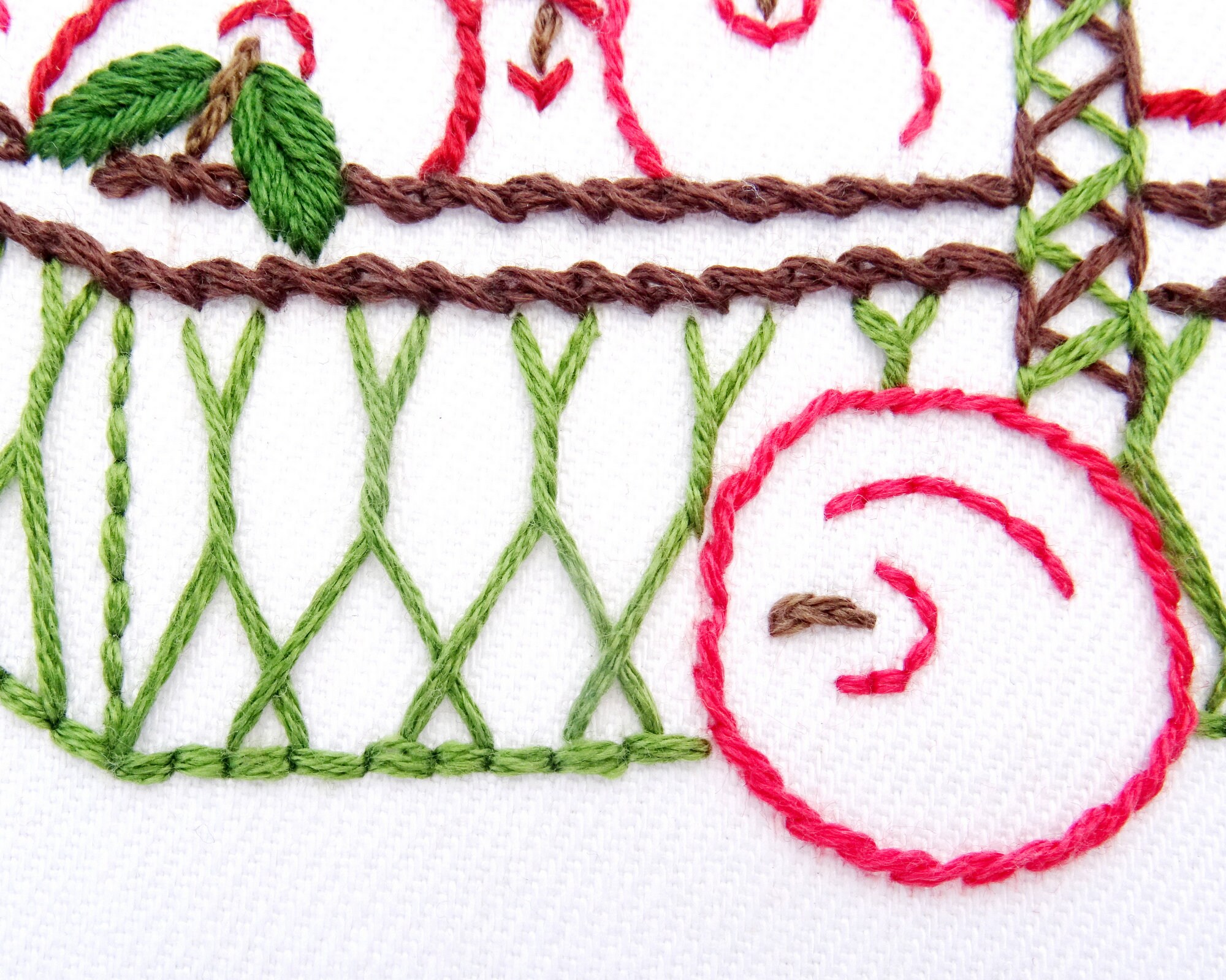 Apple Basket Hand Embroidery Pattern PDF Download Autumn | Etsy