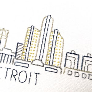 Detroit Skyline Hand Embroidery Pattern PDF Download, Michigan City ...
