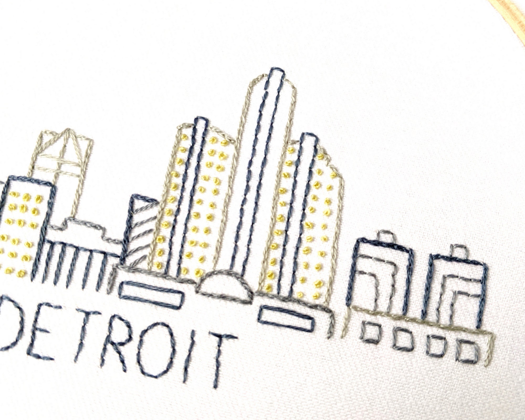 Detroit Skyline Hand Embroidery Pattern PDF Download, Michigan City ...