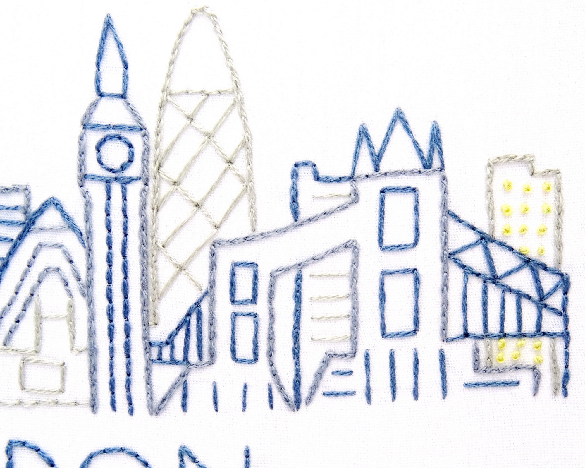 London Skyline Hand Embroidery Pattern: England City Skyline | Etsy