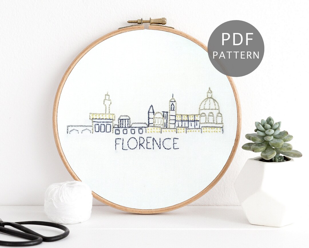 Florence Hand Embroidery Pattern PDF, Italy City Skyline Design, DIY ...