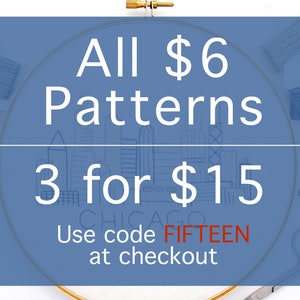 Chicago Hand Embroidery Pattern, Illinois City Skyline Design PDF ...