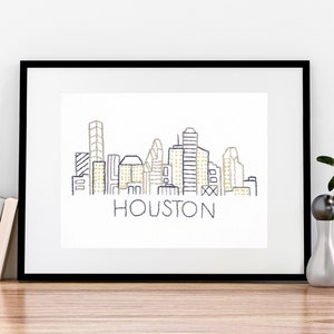 Houston Texas Skyline Hand Embroidery Pattern PDF Download, Modern City ...
