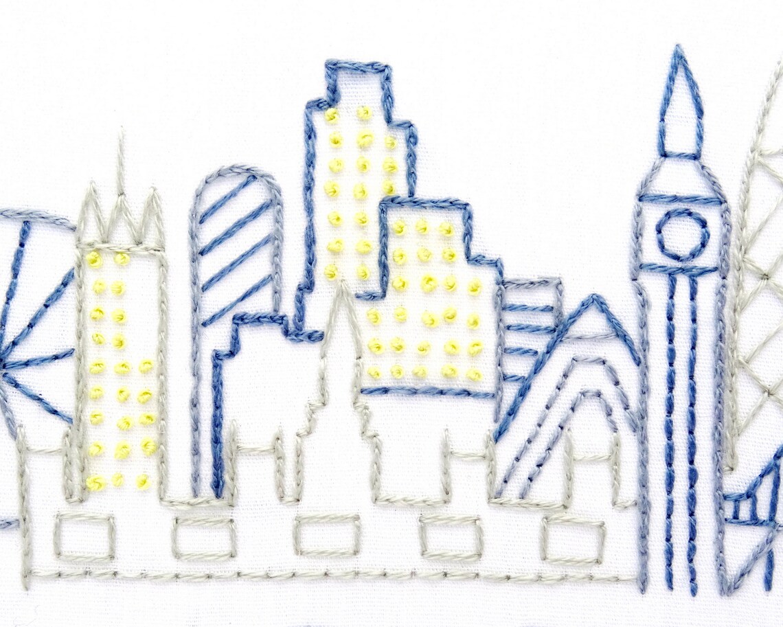 London Skyline Hand Embroidery Pattern: England City Skyline | Etsy