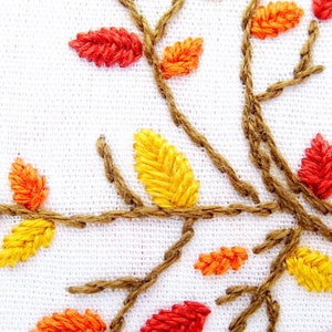 Autumn Tree Hand Embroidery Pattern, Falling Leaves Design PDF Download ...