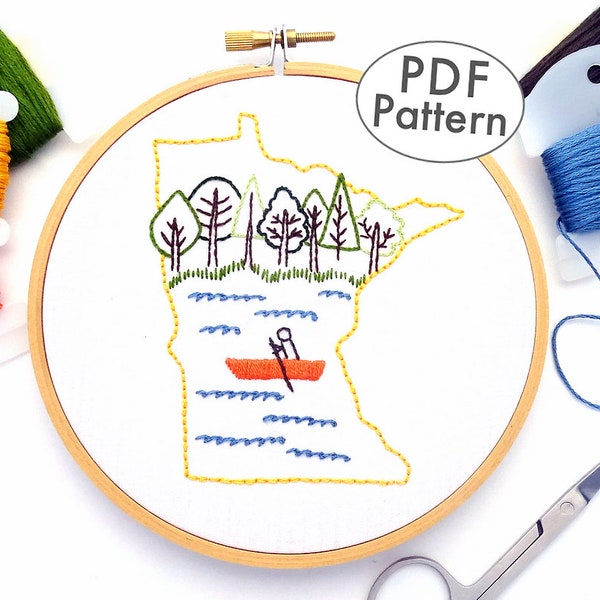 Lake Embroidery Pattern - Etsy