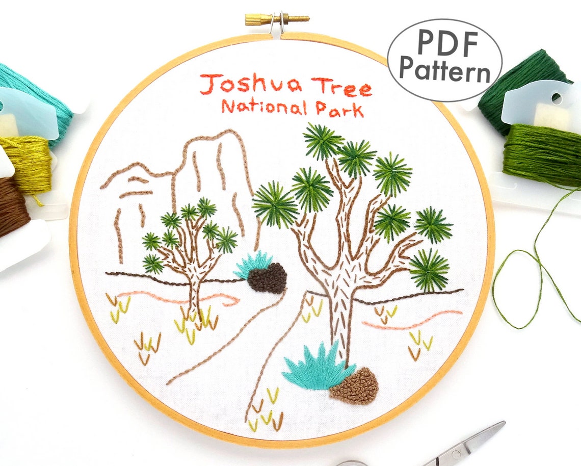 Joshua Tree National Park Hand Embroidery Pattern, California DIY Wall ...