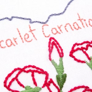 Carnation Flower Hand Embroidery Pattern, Ohio Gift PDF Download - Etsy