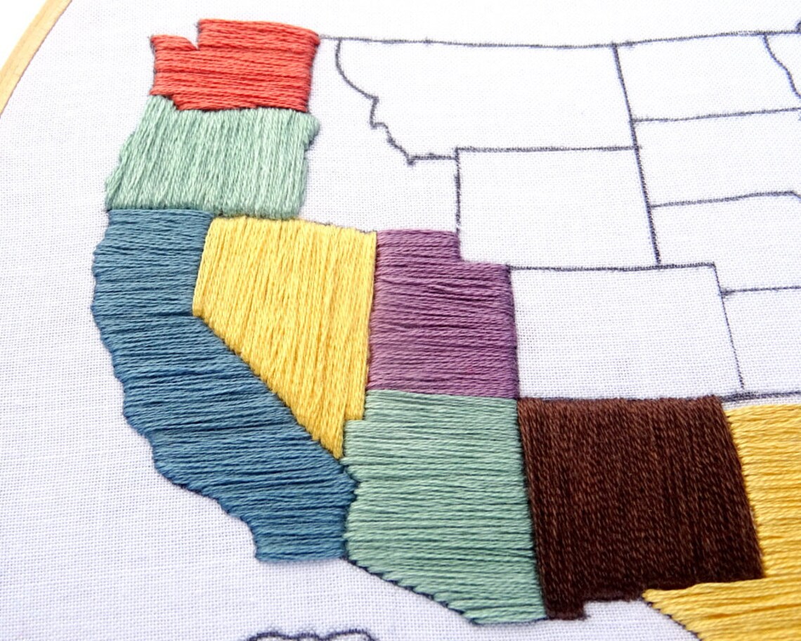 US Travel Map Hand Embroidery Pattern: USA Tracker (PDF Digital ...