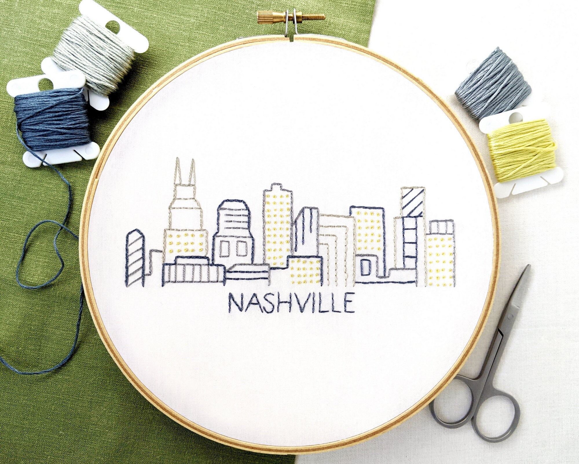 Nashville Skyline Hand Embroidery Pattern, Tennessee City Design PDF ...