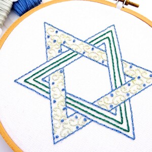Star of David Hand Embroidery Pattern PDF Digital Download, Hanukkah ...