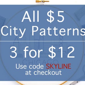 Chicago Hand Embroidery Pattern, Illinois City Skyline Design, PDF ...