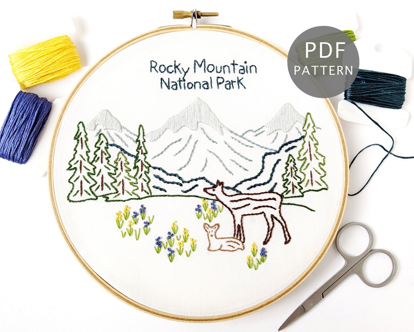 Rocky Mountain National Park Hand Embroidery Pattern PDF | Etsy
